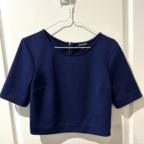 Express | Tops | Express Navy Blue Short Sleeve 9s Crop Top | Poshmark